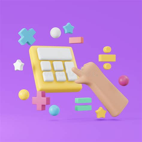 3d Rendering Of Hand Using Calculator On Background Stock Illustration