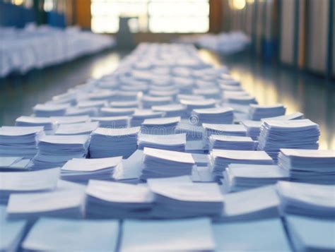 Neatly Arranged Ballots Awaiting Counting At A Voting Table During