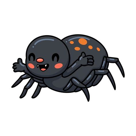 Cute Little Black Spider Cartoon 12950905 Vector Art At Vecteezy