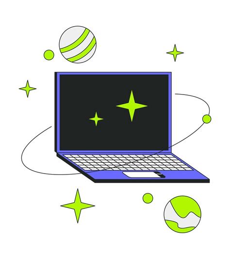 Laptop With Orbiting Planets Sparkles 2d Onboarding Ui Illustration Cosmic Internet Cyber