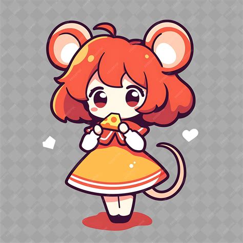 Premium Psd Png Delightful And Kawaii Anime Mouse Girl With Mouse