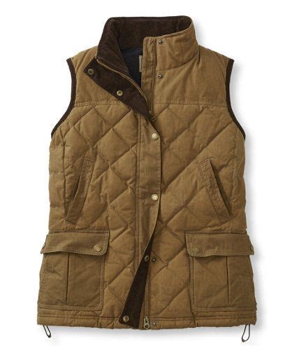 Womens Llbean Upcountry Waxed Cotton Down Vest Outerwear And Vests