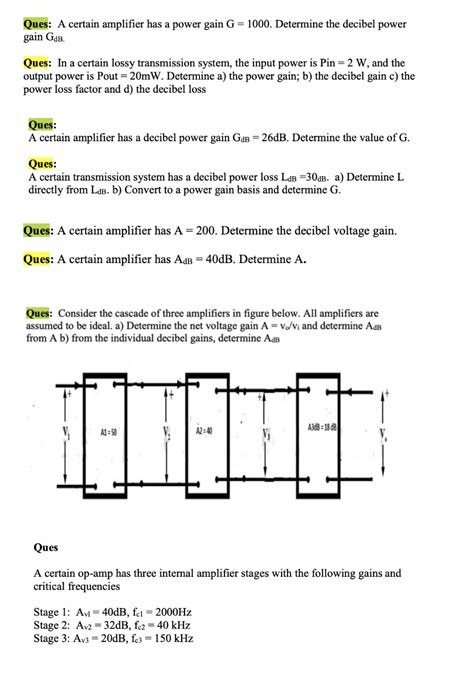 Solved Ques A Certain Amplifier Has A Power Gain G1000 Determine