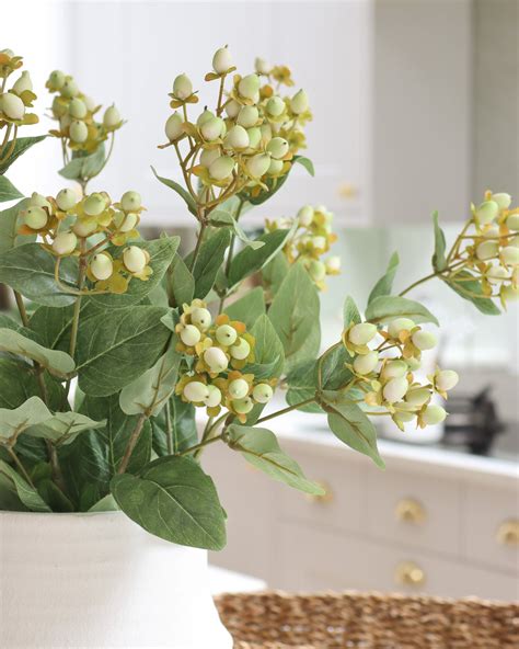 Green Hypericum Berry Spray Faux Foliage Everbloom London