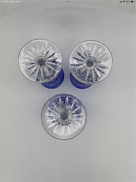 Ajka Faberge Xenia Cobalt Blue Cut Clear Crystal Champagne Wine Flute