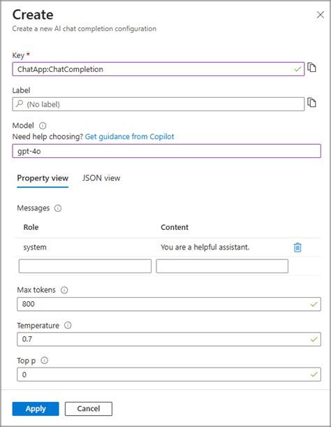Chat Completion Configuration Azure App Configuration Microsoft Learn