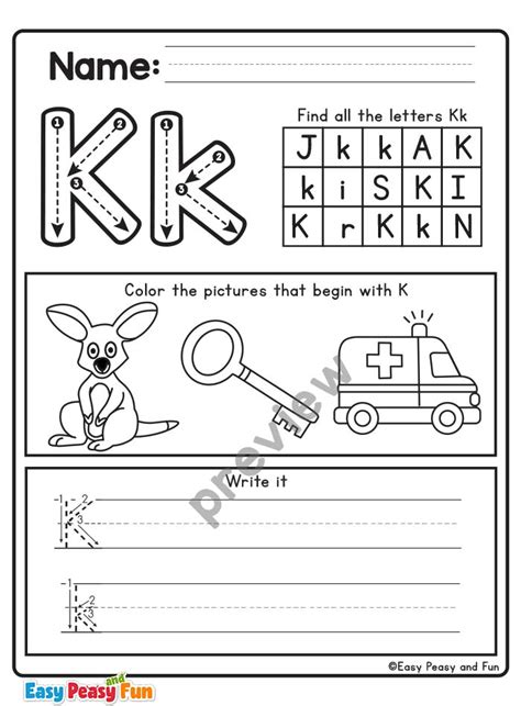 Letter K Worksheets For Preschool And Kindergarten Easy Peasy And Fun