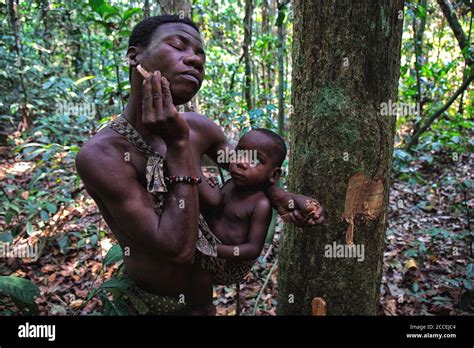 Pygmy Tribe In The Dzanga Sanha Forest Reserve Central African