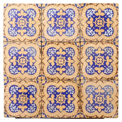 Nine Minton Arts And Crafts Period Encaustic Ceramic Tiles England Circa 1875 For Sale At