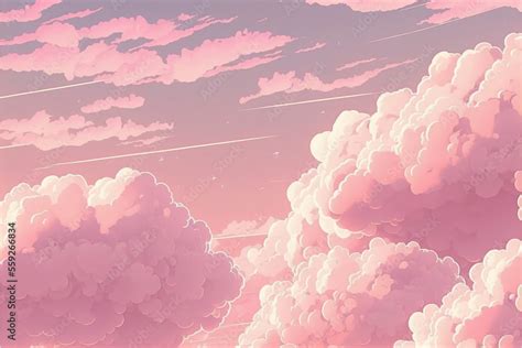 Pink Aesthetic Wallpaper With Cloud Generative Ai Ilustração Do Stock