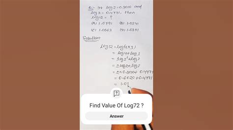 If Log2 0 3010 And Log3 0 4771 Then Find Log12 Complete Explanation Thank You ️