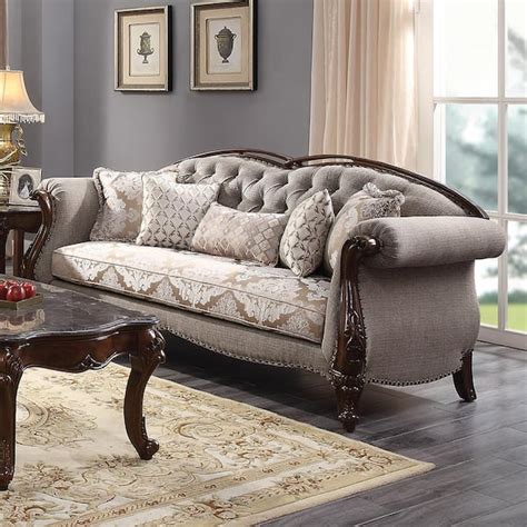 Traditional Sofa With Wood Trim Baci Living Room