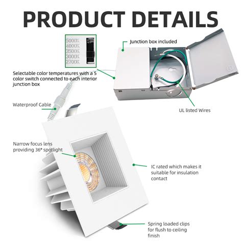 5cct Tunable 4 Baffle Square Anti Glare Downlights