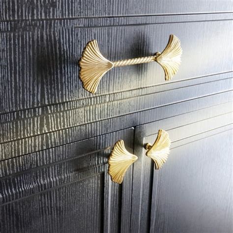 Ginkgo Leaf Brass Knobs And Pulls Leaves Drawer Knobs Etsy
