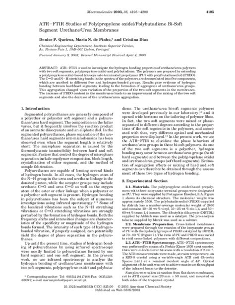 Pdf Atr−ftir Studies Of Polypropylene Oxidepolybutadiene Bi Soft