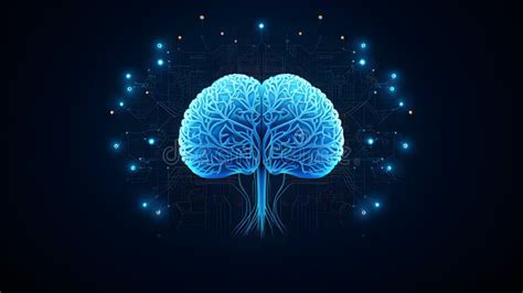 Futuristic Brain Node Network Illustrated Stock Illustration