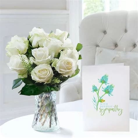 Letterbox Simply White Roses And Sympathy Card