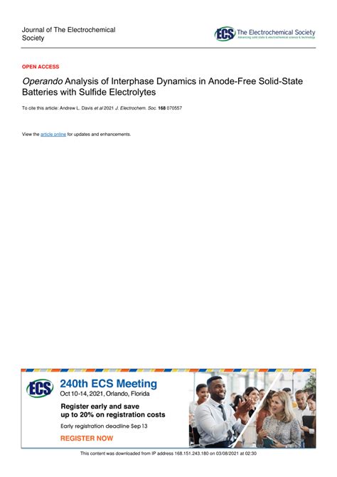 Pdf Operando Analysis Of Interphase Dynamics In Anode Free Solid