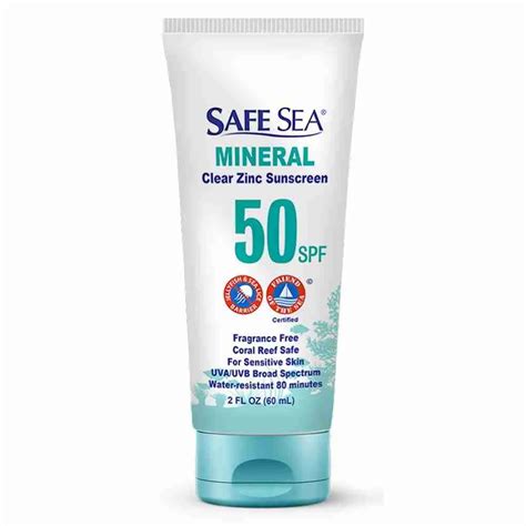 Safe Sea Safe Sea Zinc Oxide Sunscreen Spf50 Clear Mineral Face Sunscreen Without White Cast
