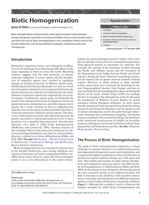Pdf Biotic Homogenization