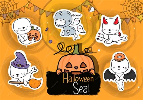 Premium Vector Halloween Sticker Pack Set Of Cute Clipart Halloween