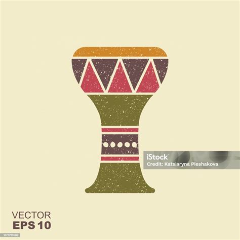 Alat Perkusi Etnis Rakyat Tradisional Ikon Drum Dengan Efek Lecet Dalam