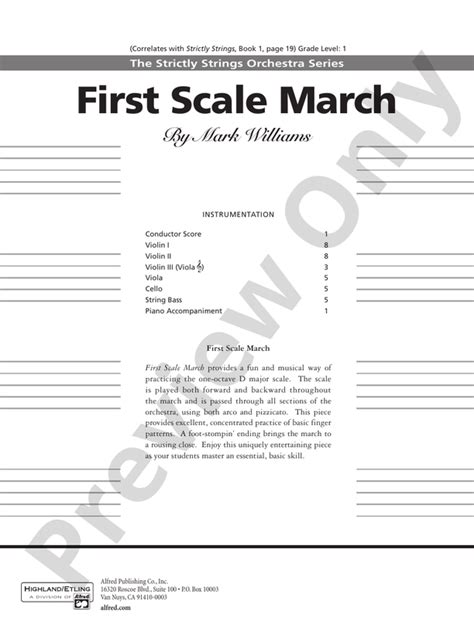 First Scale March String Orchestra Conductor Score And Parts Mark