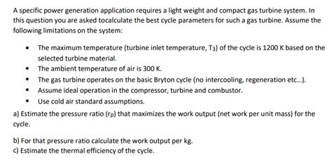 Solved A Specific Power Generation Application Requires A