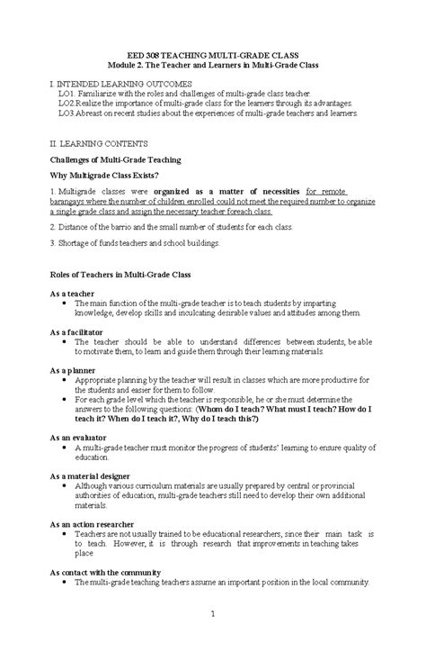 Module 2 Eed 308 Teaching Multi Eed 308 Teaching Multi Grade Class