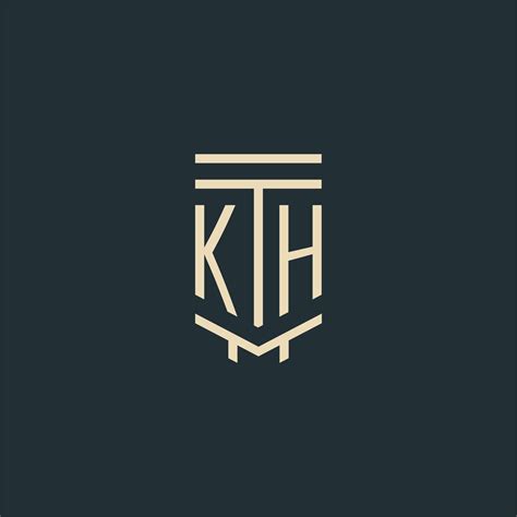Kh Initial Monogram With Simple Line Art Pillar Logo Designs 11489132