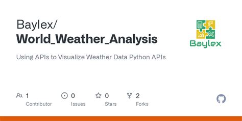 Github Baylexworldweatheranalysis Using Apis To Visualize Weather Data Python Apis