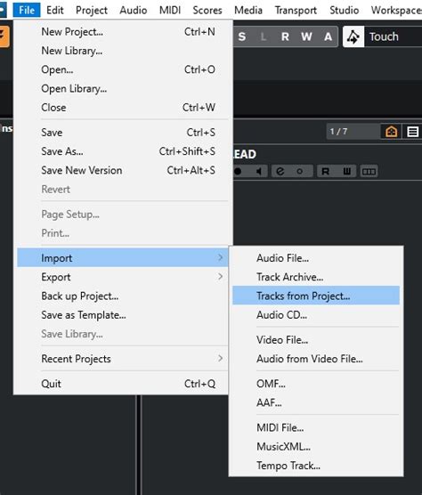 Import Tracks From Project In Cubase
