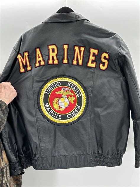 Jwm Usmc Marine Corps Leather Bomber Jacket Mens 2xl Gem