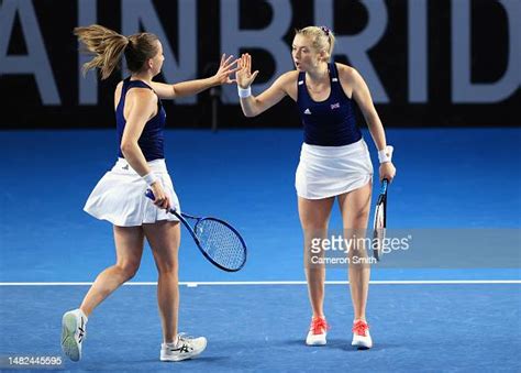 Alicia Barnett And Olivia Nicholls Of Great Britain Celebrate A Point