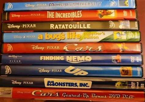 Films Disney Pixar Lot De 9 Dvd Incroyables Voitures Nemo Bugs