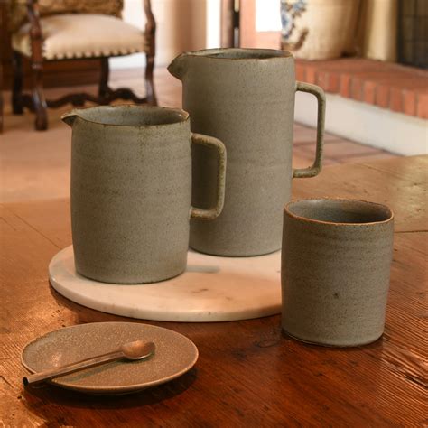 Large Light Grey Tiburon Pitcher By Homart Seven Colonial