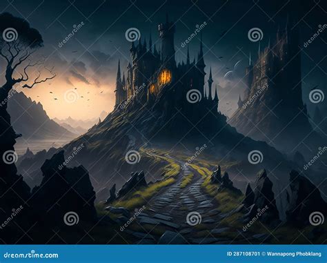 Hellish Landscape Background Generative Ai Stock Illustration Illustration Of Hellish