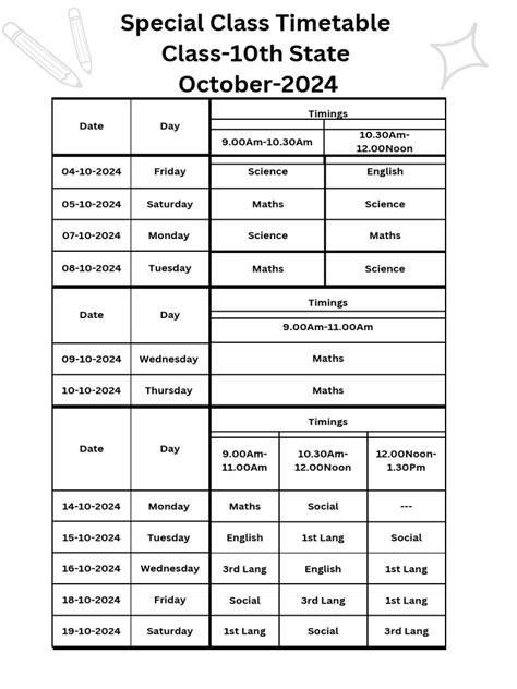 Special Class Timetable Pdf