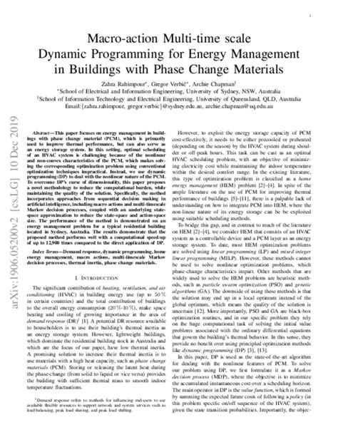 Pdf Macro Action Multi Timescale Dynamic Programming For Energy