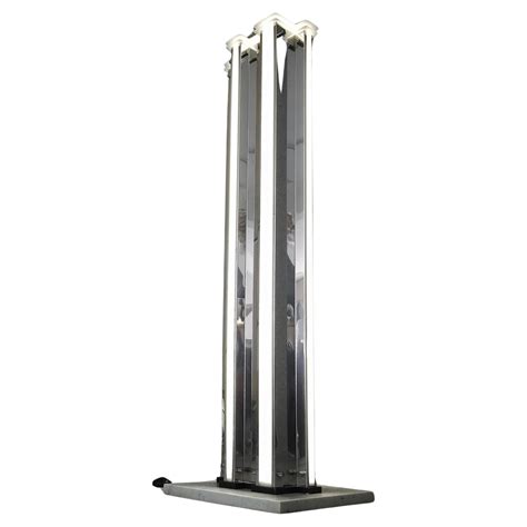 Midcentury Floor Lamp Marble Aluminum Chromed Plexiglass Italian Design