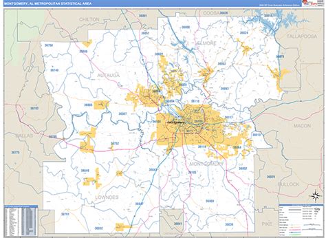 Montgomery Al Metro Area Wall Map Basic Style By Marketmaps Mapsales
