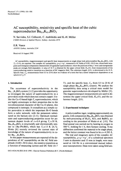 Pdf Ac Susceptibility Resistivity And Specific Heat Of The Cubic