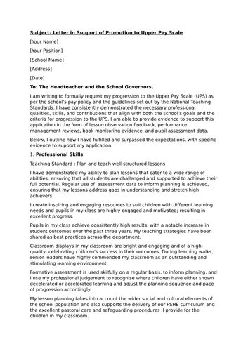 Model Letter For Progression From Mps To Ups With Guide To The Ups