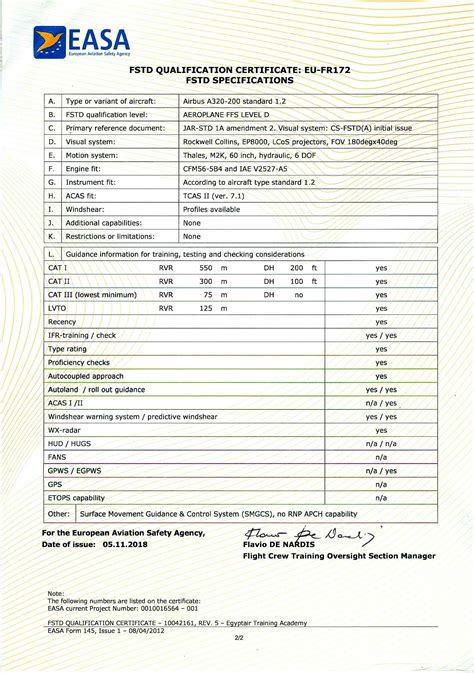 Easa Certificates Simulator Devices