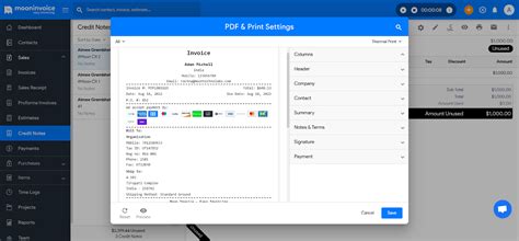 How To Set A Thermal Printer For Credit Notes Moon Invoice Easy Invoicing