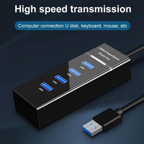 4-портовый концентратор USB 3.0 с питанием, быстрая передача данных ...