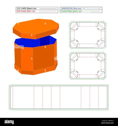 Editable And Resizeable Octagonal Shape 3 Lid Box By Without Glued