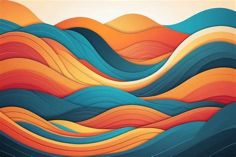 Premium Photo Warm Waves Landscape Modern Overlap Summer Layered