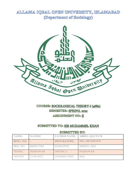 4682 Sociological Theory I Assignment Ii Pdf Sociology Marxism