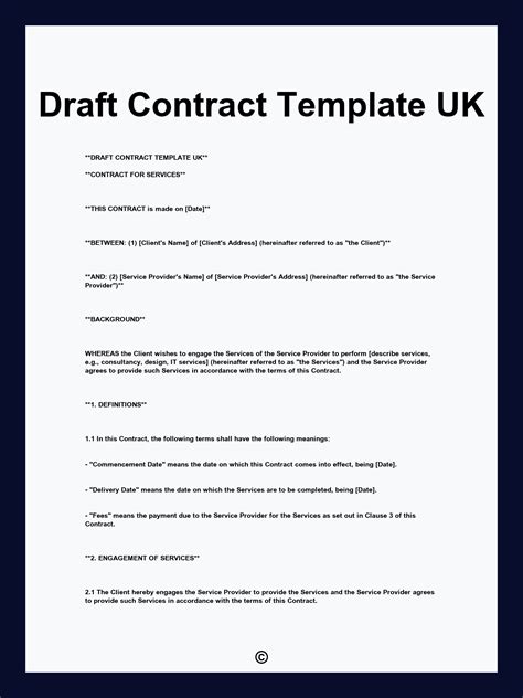Draft Contract Template Uk